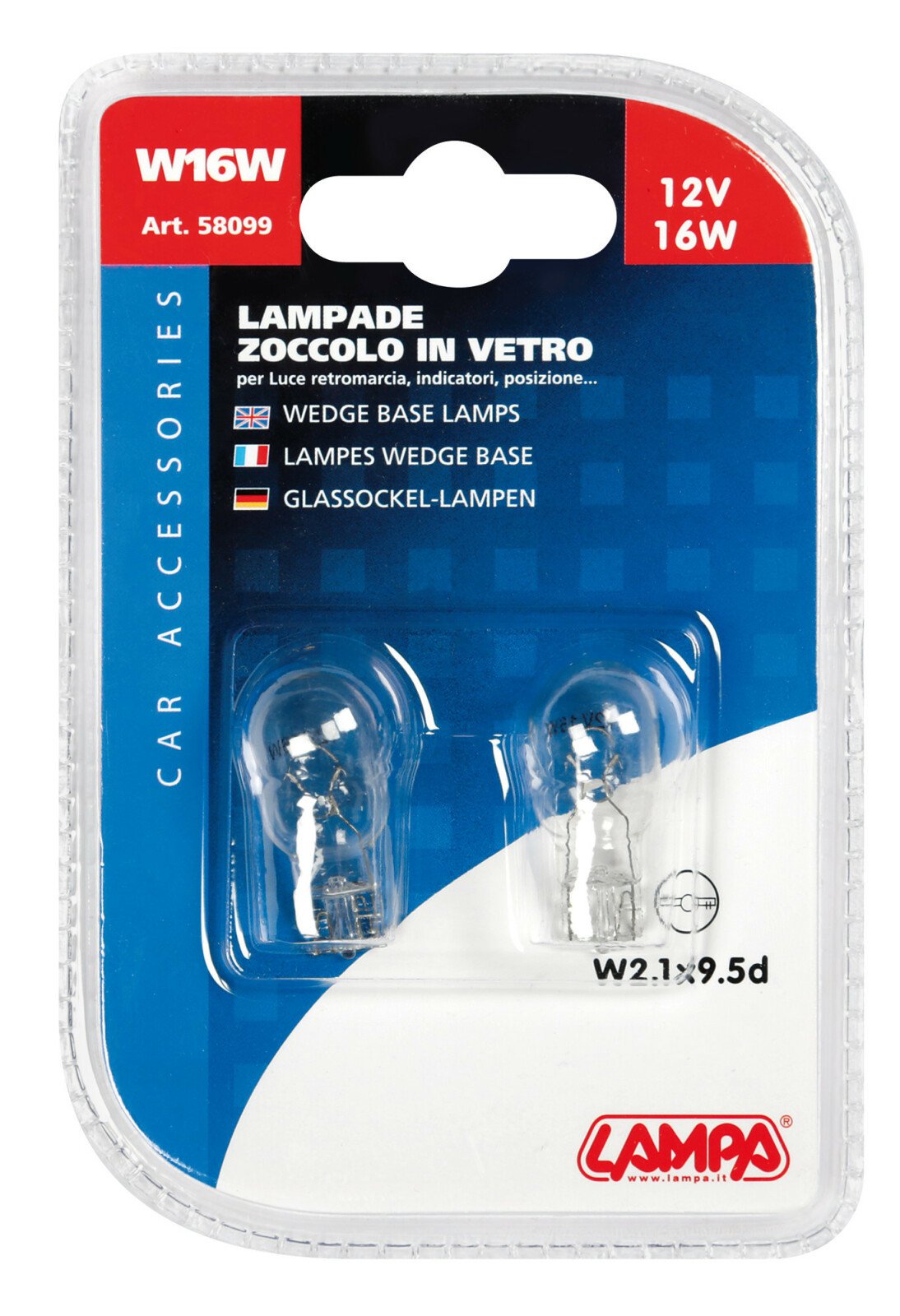 Bec 12V - W16W -16W soclu sticla W2,1x9,5d 2buc Lampa - Cridem