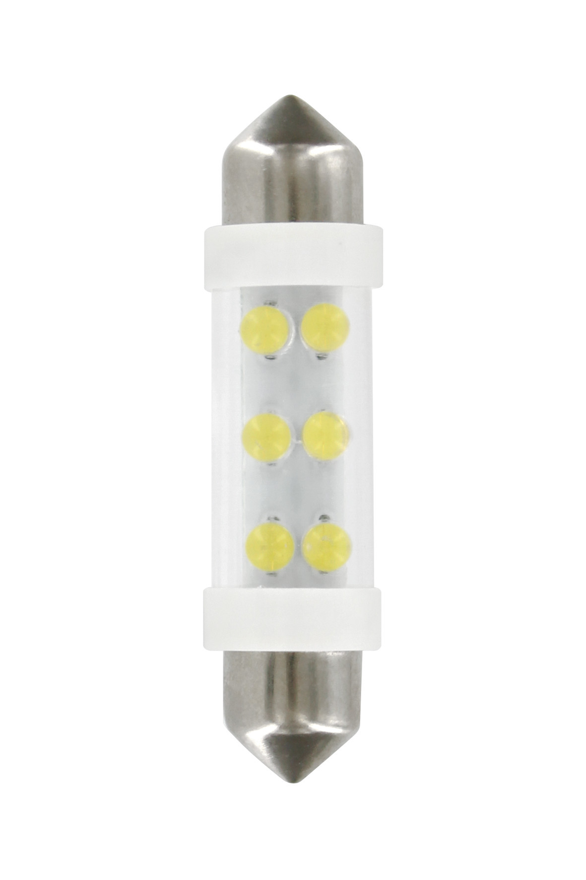 Bec tip LED 24V sofit cu 6 leduri 11x41mm SV8,5-8 2buc - Alb - Cridem